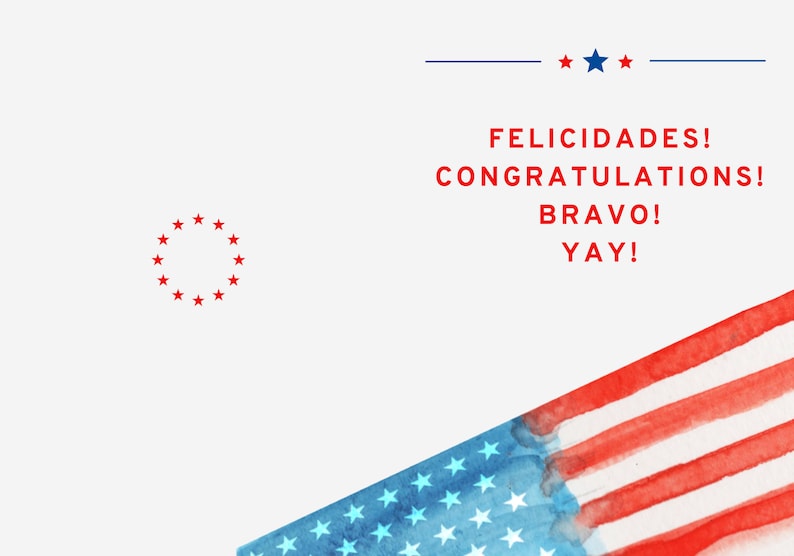 Felicidades, Congratulations, American, Citizen Greeting Card - Etsy