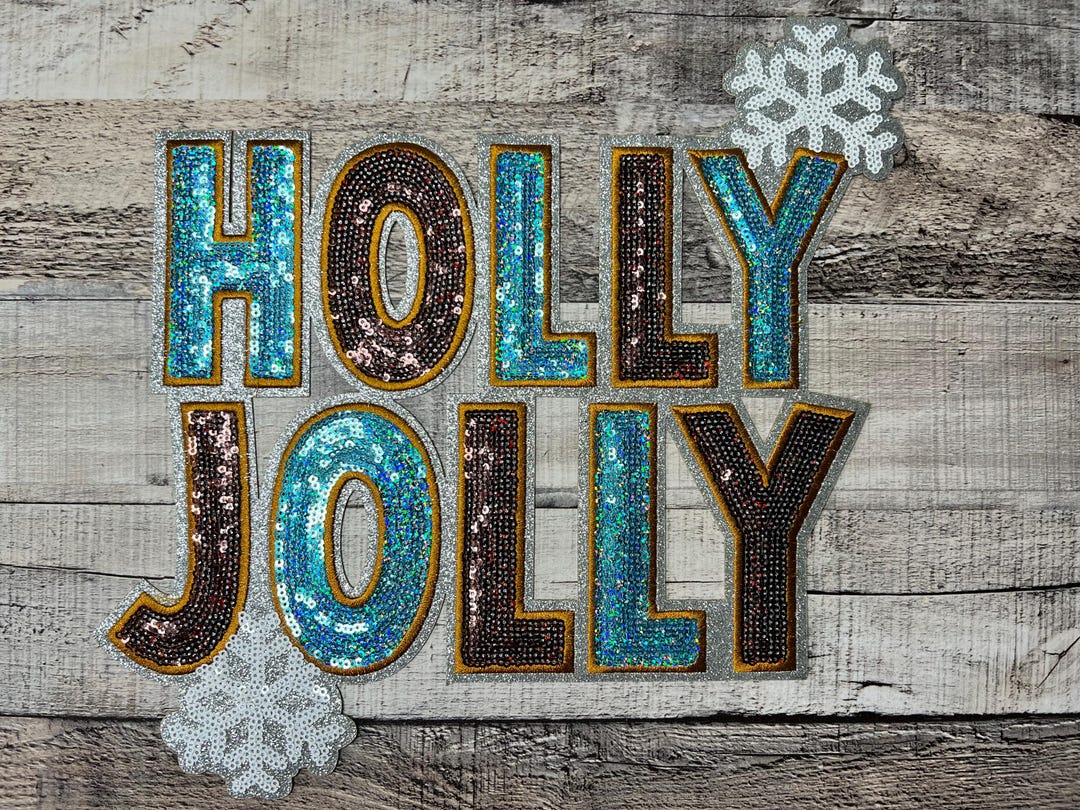 Holly Jolly Snowflake Sequin Iron on Christmas Season Sequin Patch, Xmas Patch, Iron on Patches ...
