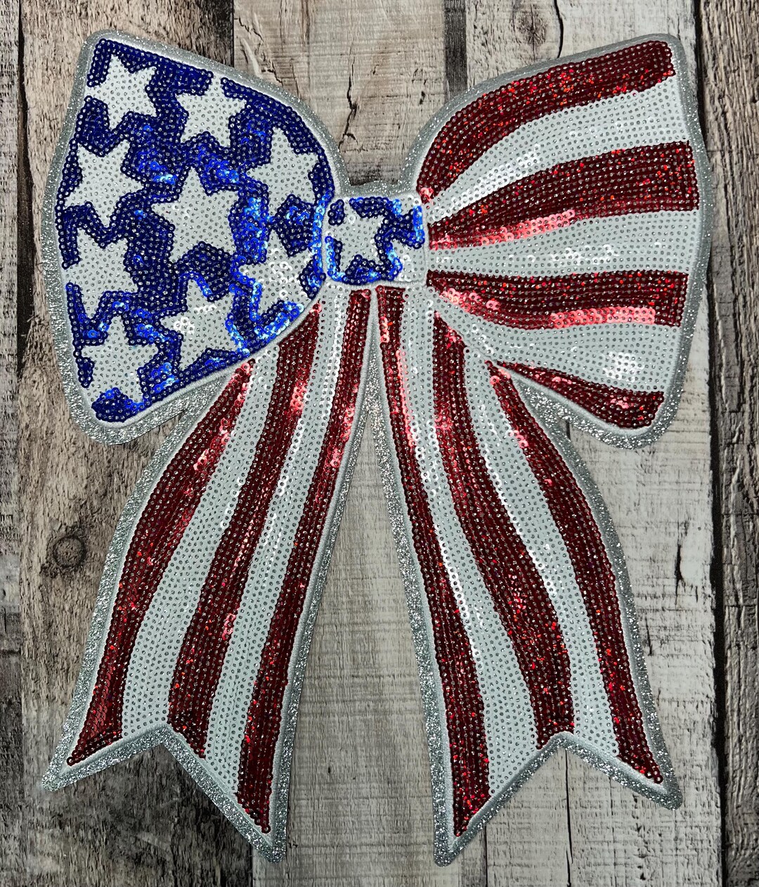 Custom Red White Blue Bow Sequin Patch, 4th of July, Memorial Day ...