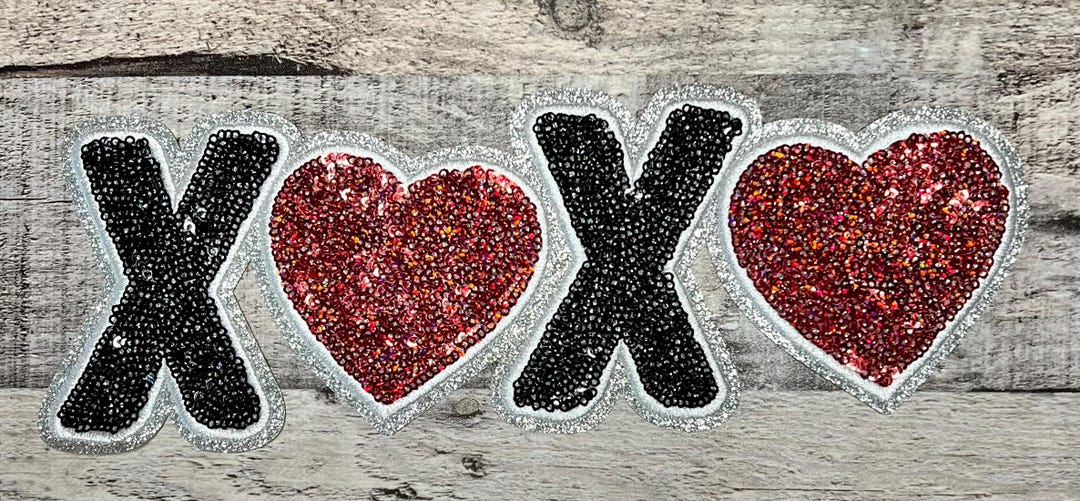 XOXO Heart Sequin Valentines Day Sequin Patch, XOXO Mine Iron on Patch Valentine's Day Party ...