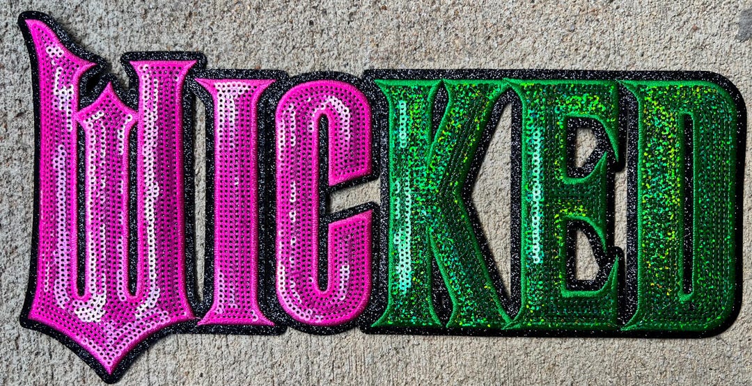 Custom Colored WICKED Vibrant Pink and Green Sequin Patch, Iron on ...