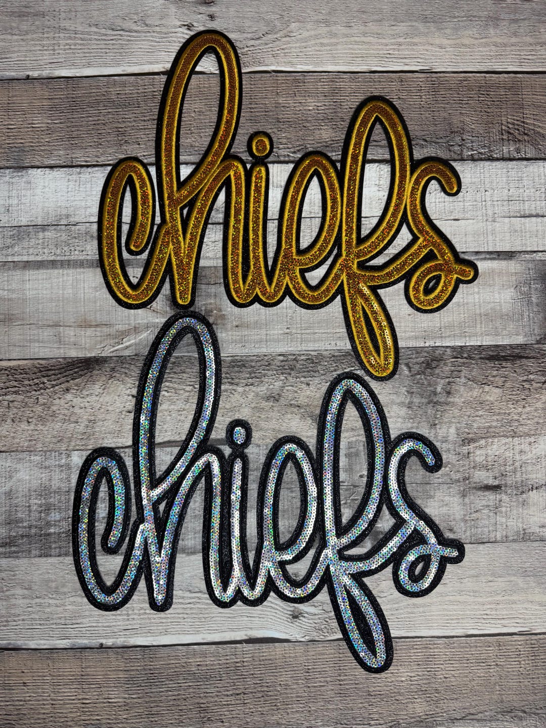 Gold or Silver Sequin Chiefs Embroidery Patch, Chiefs Sequin Iron Patch ...