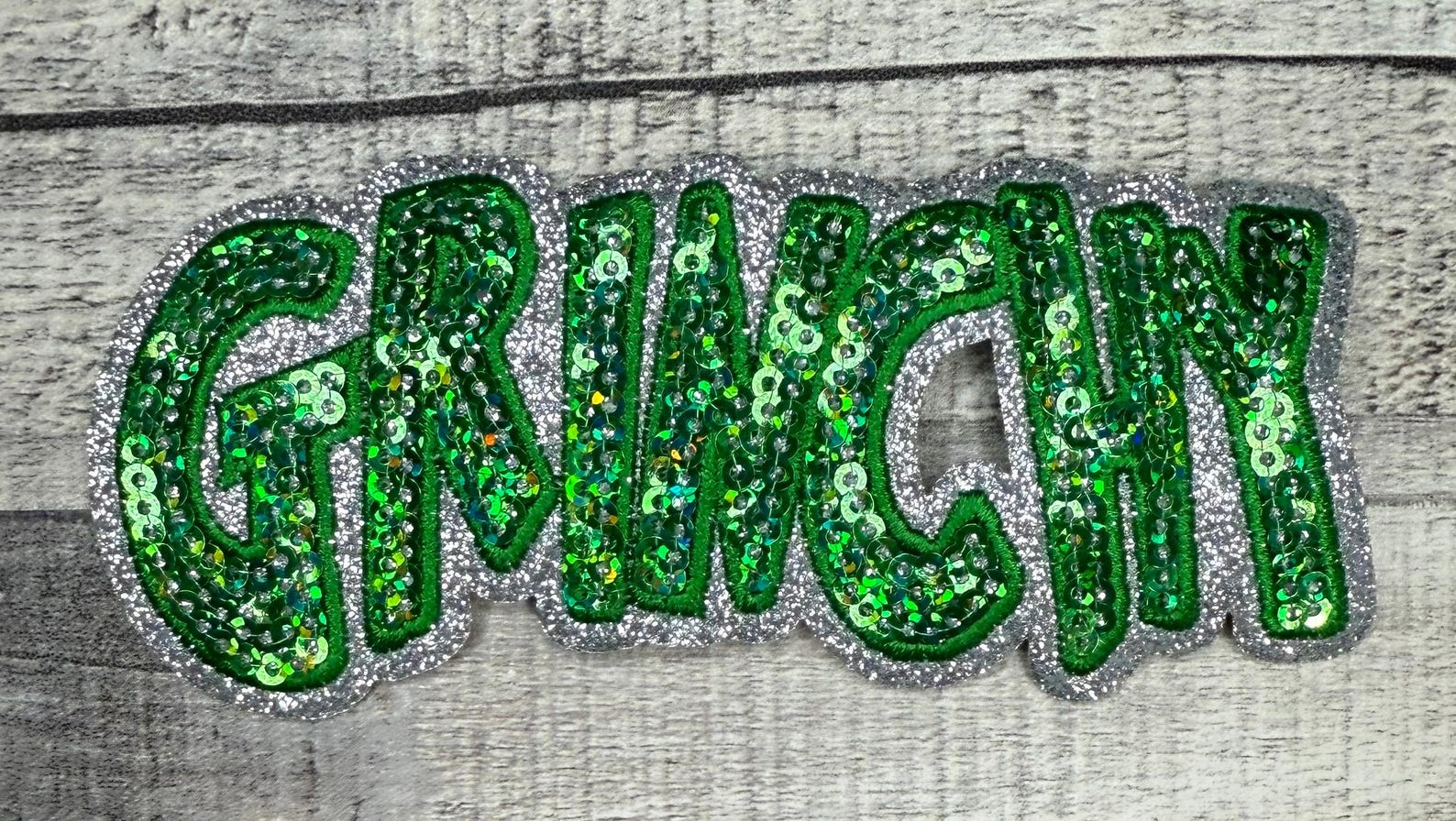 Vibrant Grinchy Sequin Christmas Season Cap Sequin Patch, Xmas Patch, Iron on Patch Christmas ...
