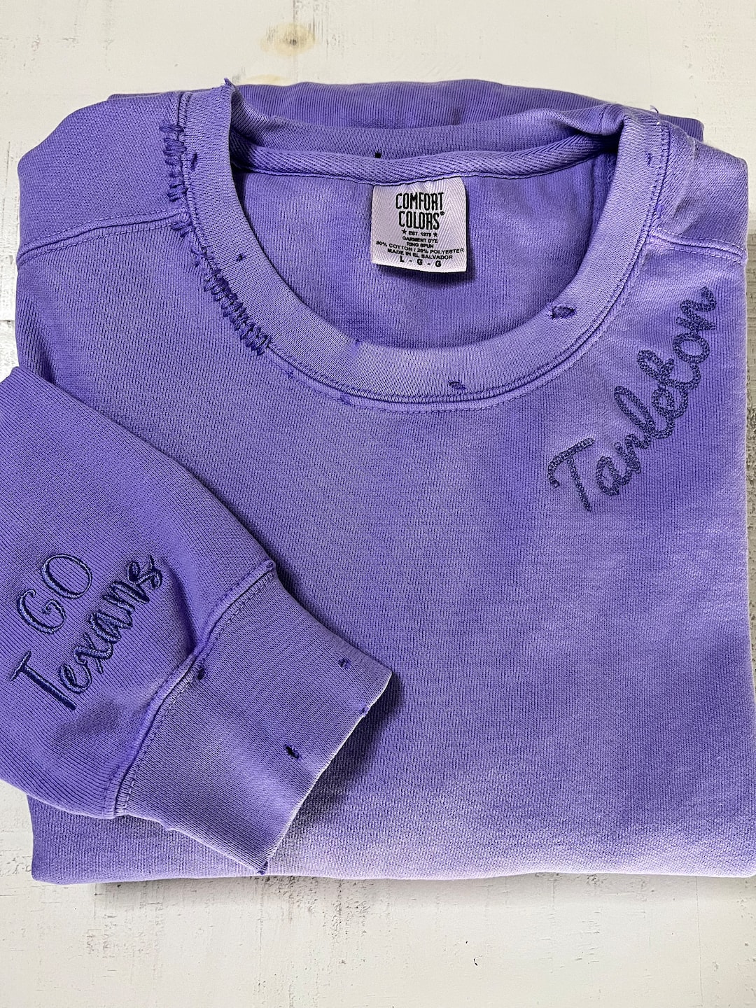 Vintage Custom Name Embroidered Hand Distressed Crew Neck Sweatshirt ...