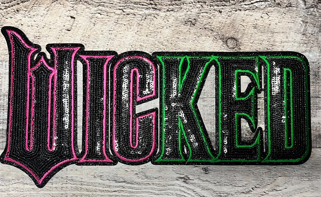 Custom WICKED Vibrant Pink and Green Sequin Patch, Xmas Patch, Iron on Patch Wicked, Wicked Gift ...
