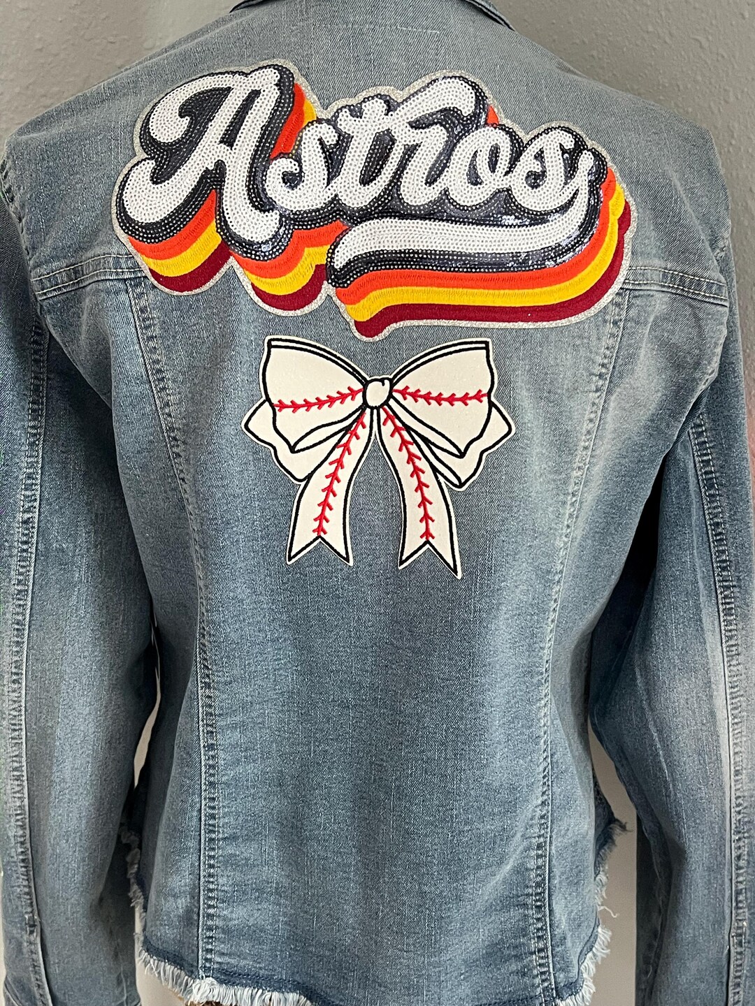 Custom Astros Denim Jacket / Astros Baseball Fan Gift, Custom Fan ...