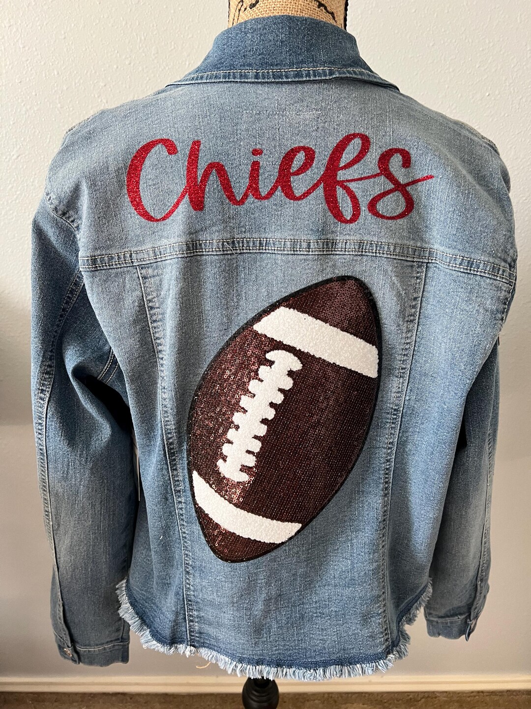 Custom Denim Jacket / Kansas City Jacket/chiefs Jacket/football Gift ...