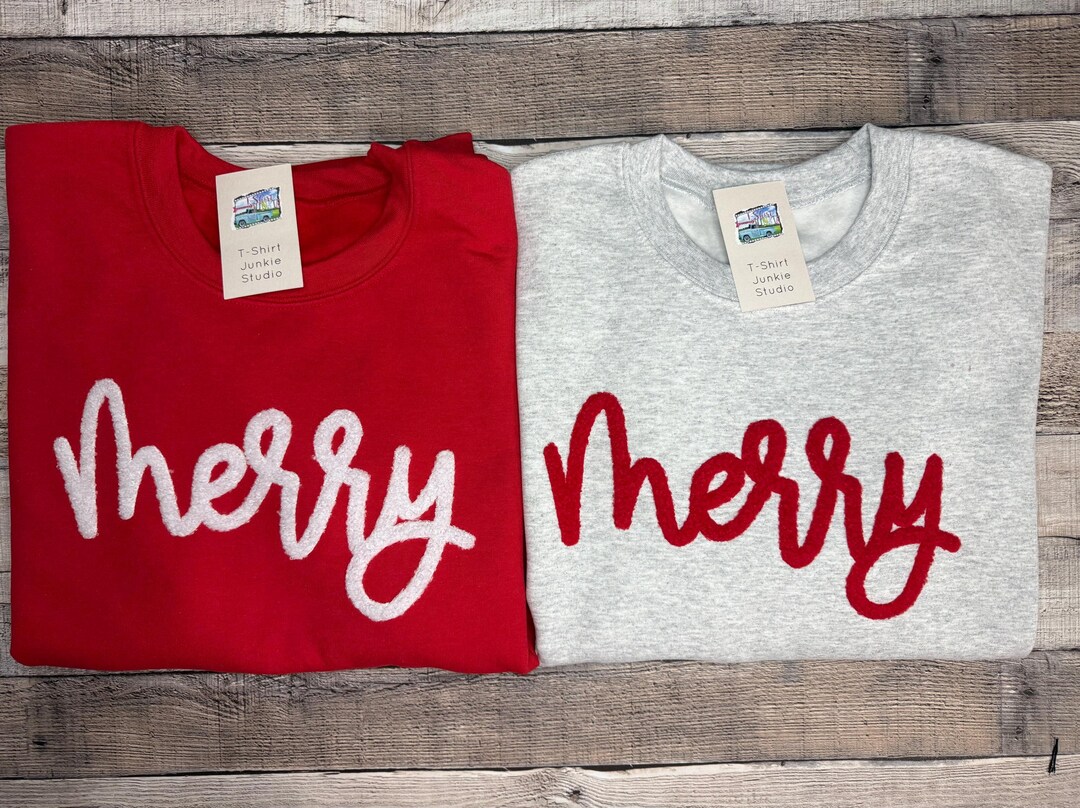 FLUFFY Merry Iron on Patch Sweatshirt, Christmas Sequin Patch, Merry ...