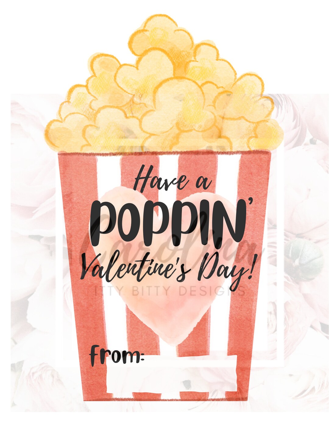 Popcorn Valentine Card for Teacher, Parent, Caregiver Printable // Have ...