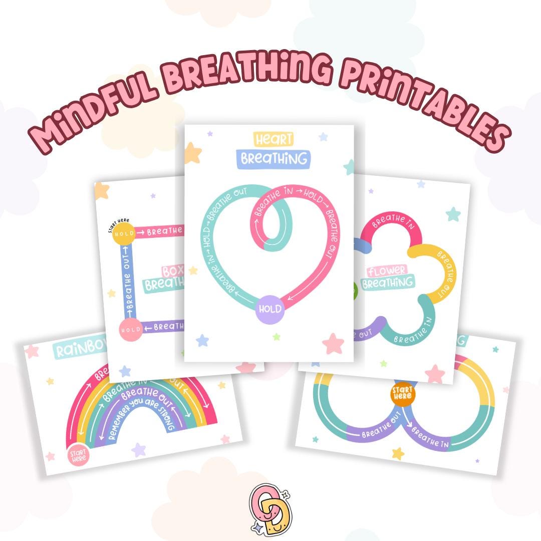 Mindful Breathing Printables | Anxiety Relief Poster | PDF Download - Etsy