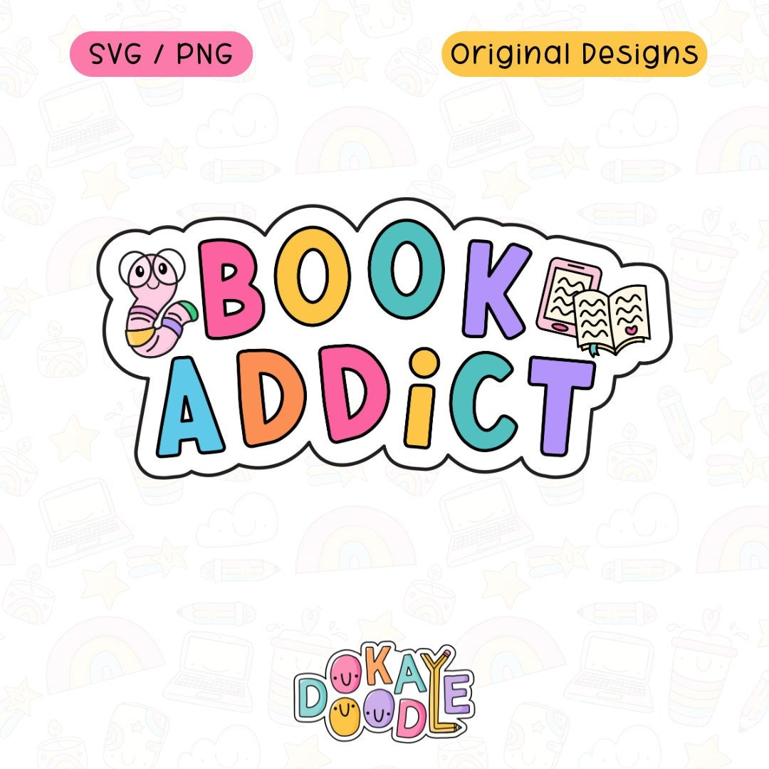 Book Addict - Reading SVG | Digital Download for Commercial Use - Etsy