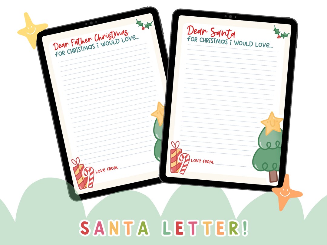 A4 Santa Letter Template: Kids Christmas Wish List (digital Download ...