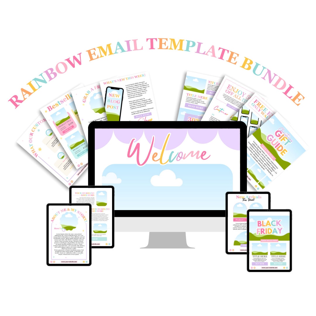 Rainbow Email Template Bundle for Canva, Use in Mailerlite, Mailchimp ...