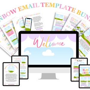 Rainbow Email Template Bundle for Canva, Use in Mailerlite, Mailchimp ...
