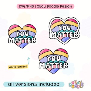 You Matter, Rainbow Heart | Mental Health SVG | Digital Download for ...