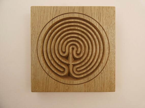 Cretan Maze Labyrinth Carved Oak Wood Wall Hanging | Etsy