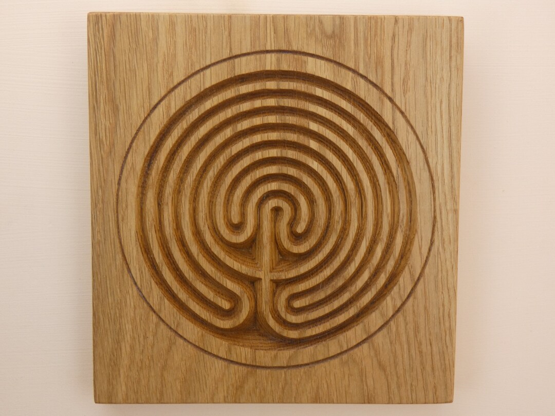 Cretan Maze Labyrinth Carved Oak Wood Wall Hanging - Etsy