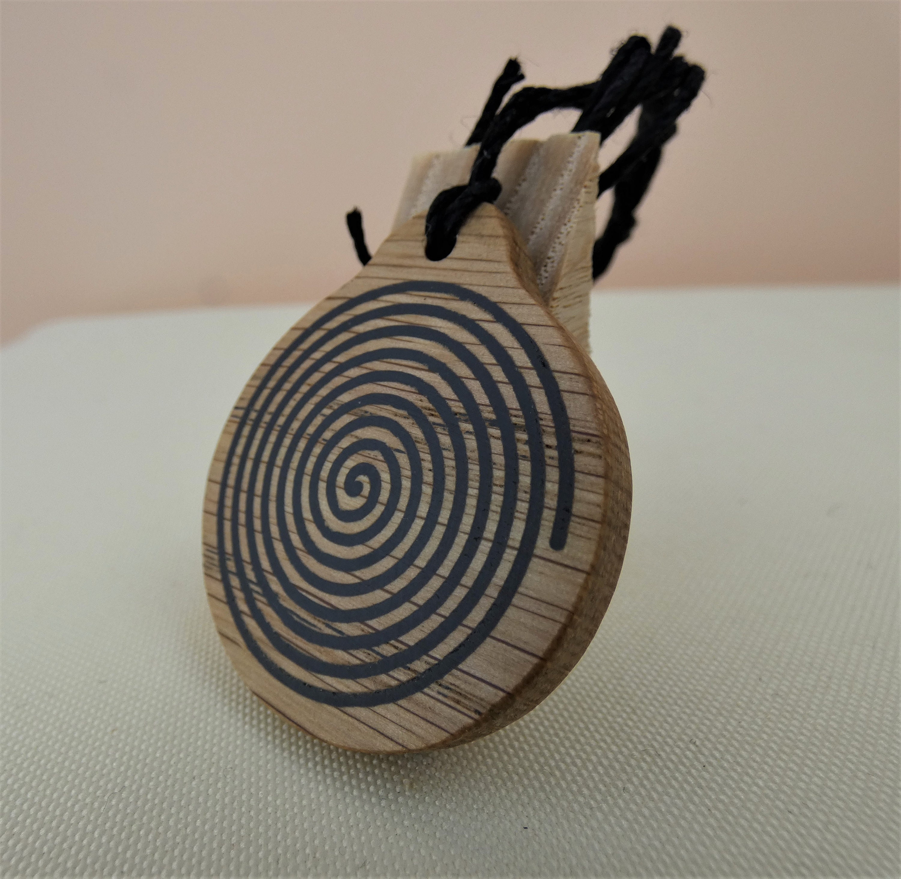 Hypnotic Spiral Wooden Pendant, Necklace, Wood, Wooden, Wood Engraving ...