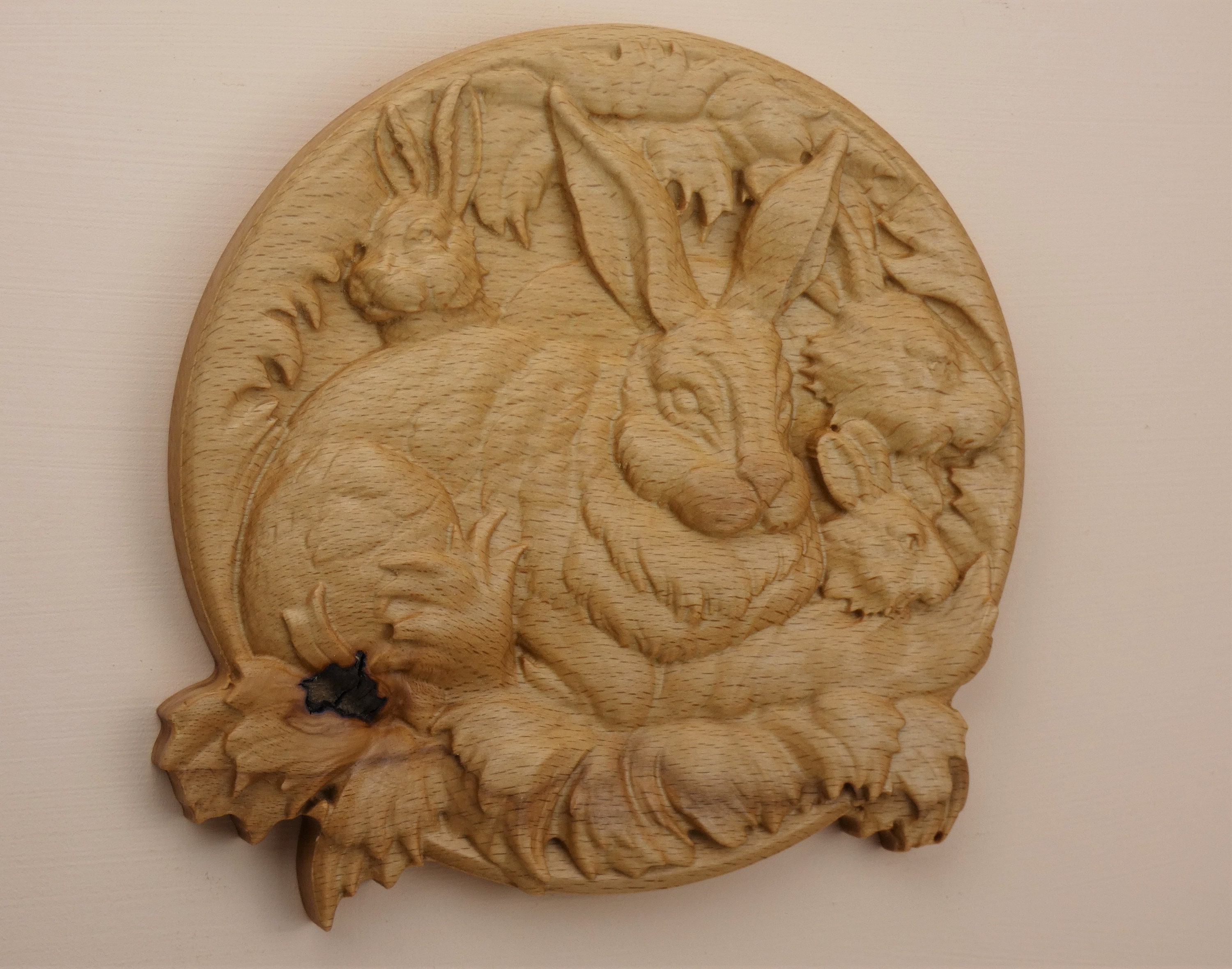 Wood Rabbit Wall Decor - Rabbit Wood Carving - Rabbit Decor - Carved ...