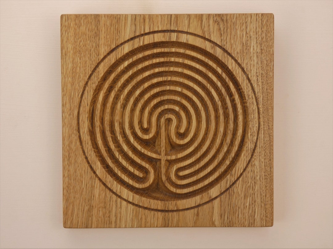 Cretan Maze Labyrinth Carved Oak Wood Wall Hanging - Etsy