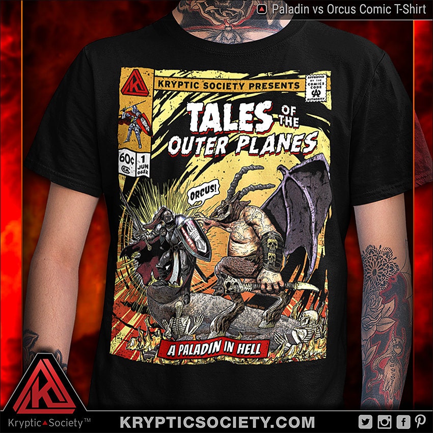 Orcus Dnd Comic Book T-shirt | Paladin in Hell OSR RPG Art | 5E ...