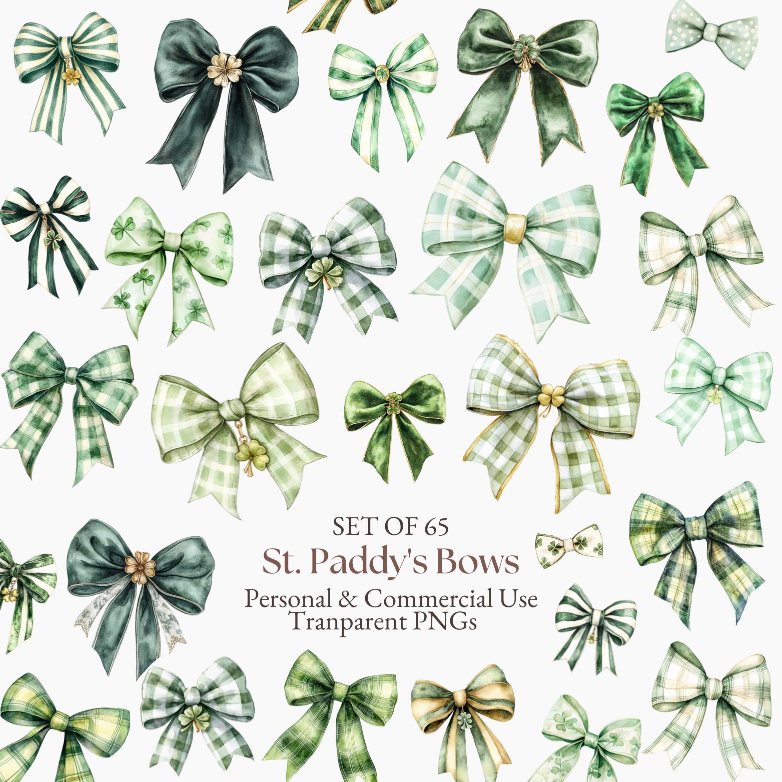 St. Patrick's Day Clipart | Watercolor Bow Clipart | Shamrock Ribbon ...