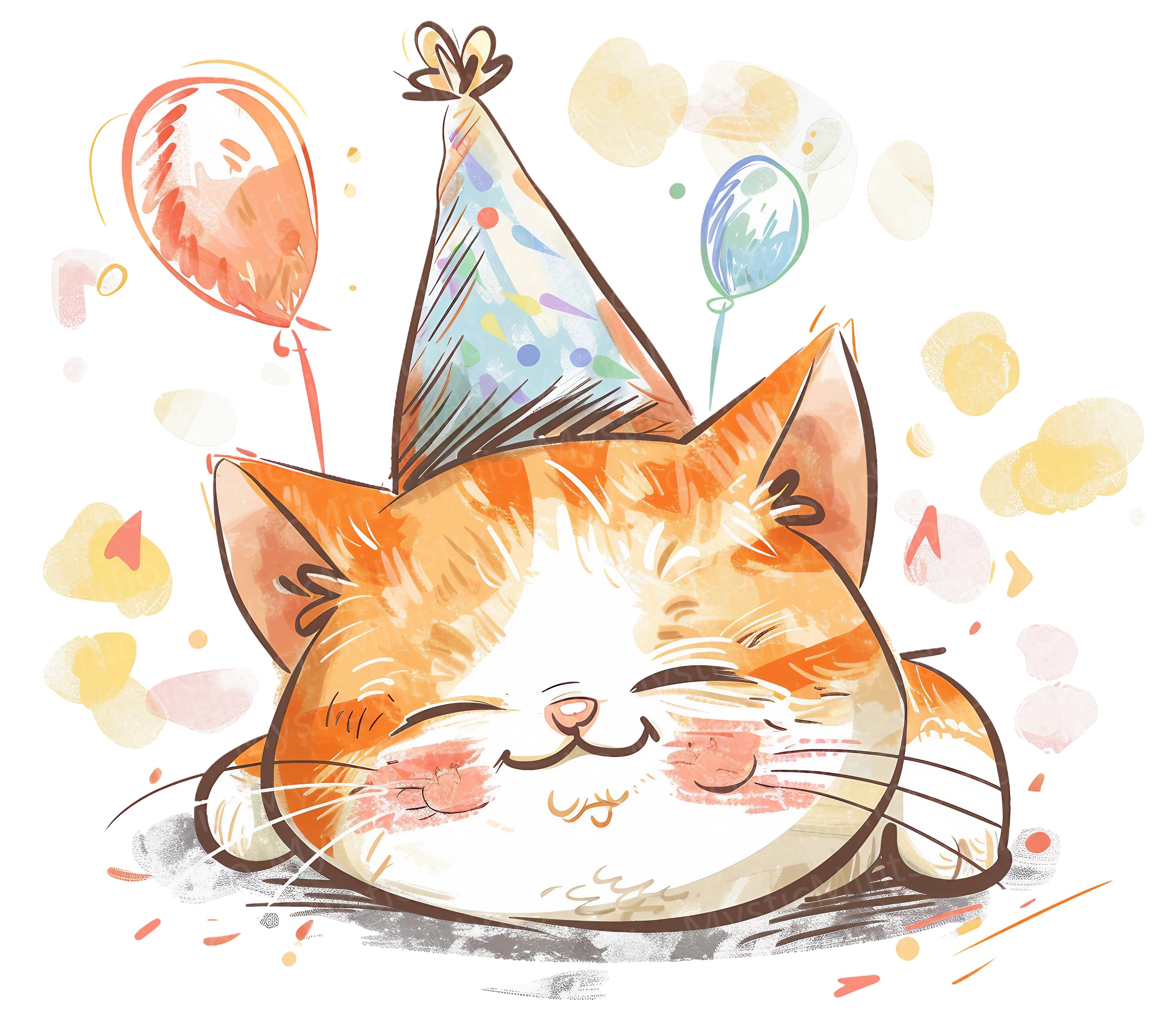 Cute Cat Breeds Clipart, Cats Party Kitties Clipart, Watercolor ...