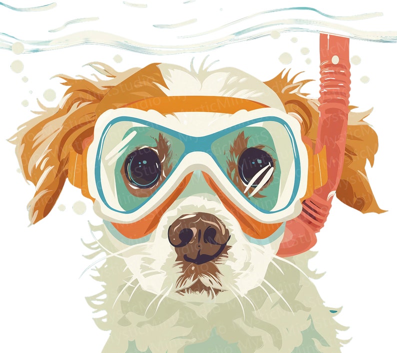 Cute Dogs Puppies Clipart,snorkleling Dogs Diving Dogs|65 High-quality ...