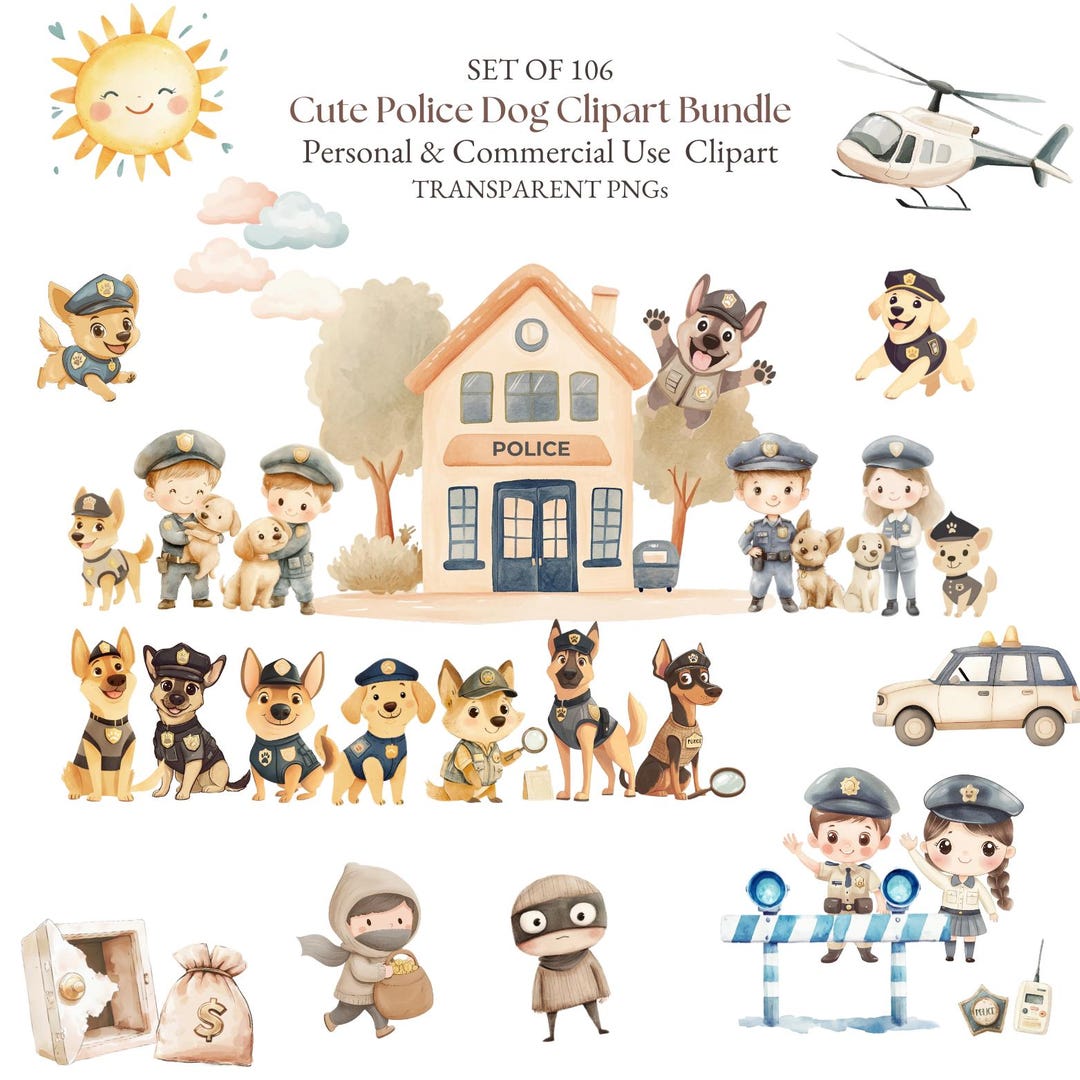 Police Dog Clipart | Cute Dog Clipart L K9 Clipart L Dog and Police ...