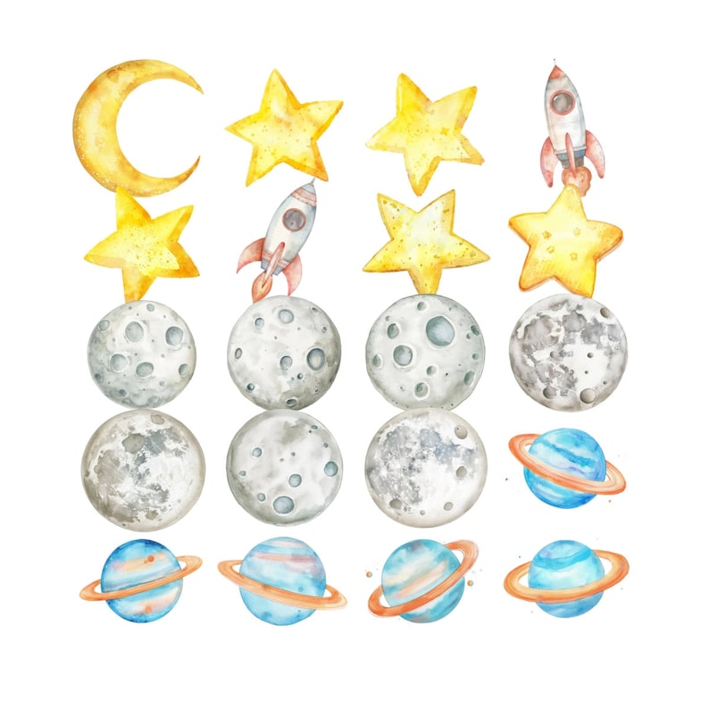 111 Astronaut and Space Watercolor Clipart - Celestial Digital Art ...