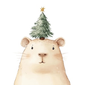Christmas Capybara Clipart | Cute Capybara Clipart | Festive Capybara ...