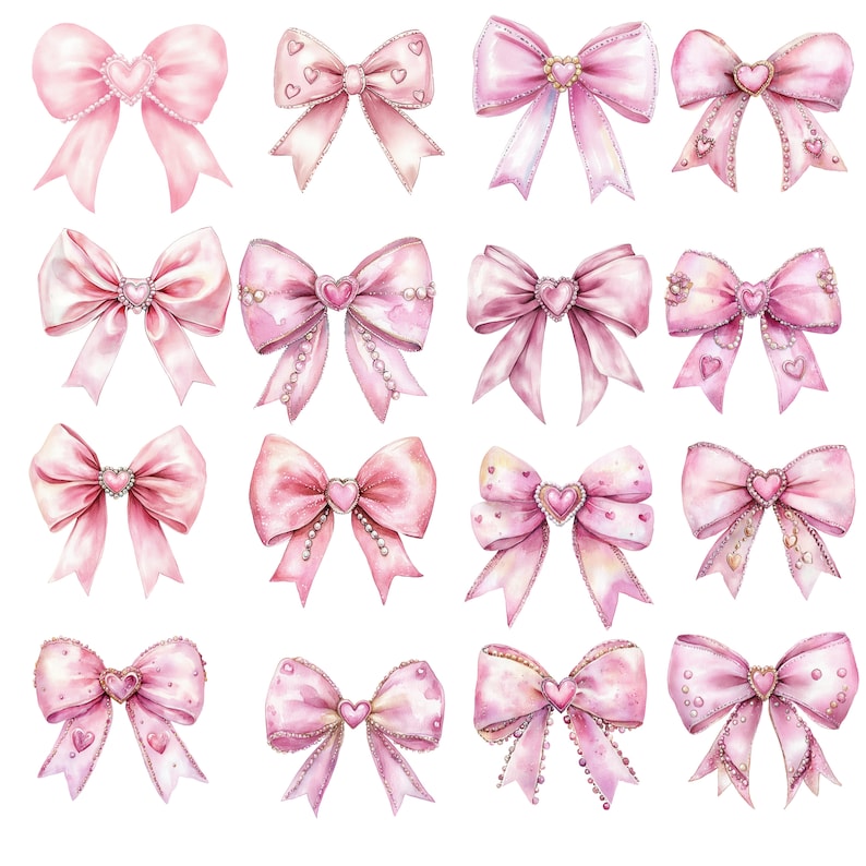 Pink Watercolor Ribbon Bow Clipart | Girl Bow Clipart| Hair Bow Tie ...