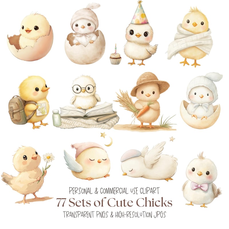 Baby Chick Clipart - Etsy