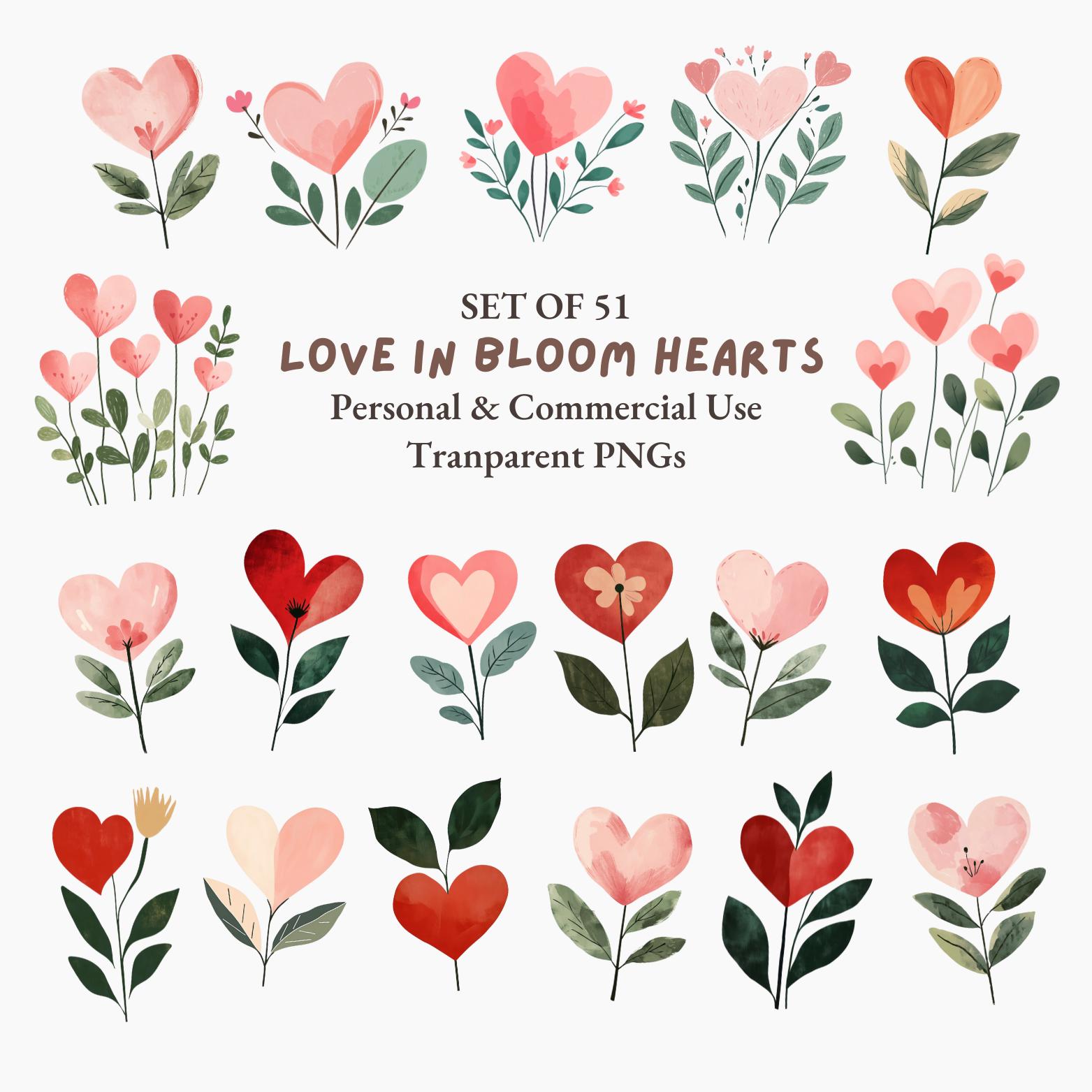 Cute Heart Clipart | Valentine's Day Clipart | Heart Flower Clipart ...