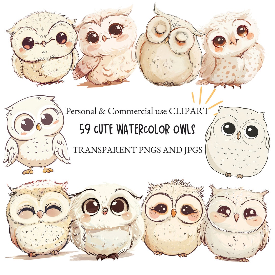 Watercolor Cute Owl Clipart Bird Clipart|nursery Clipart, Crafts and ...