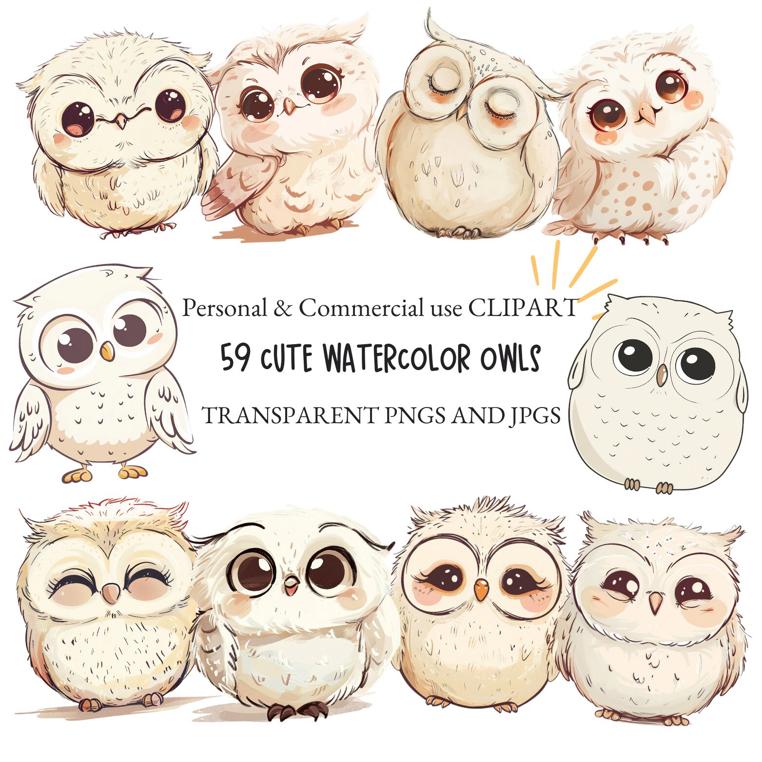 Watercolor Cute Owl Clipart Bird Clipart|nursery Clipart, Crafts and ...