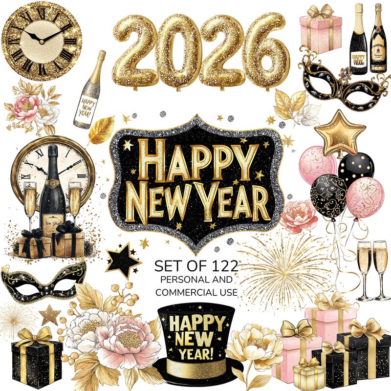 New Years Eve Clock Svgs - Etsy