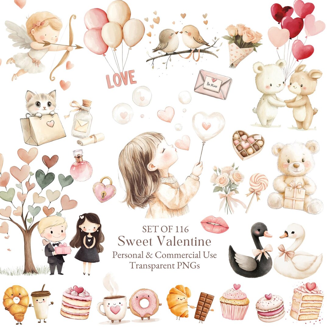 Watercolor Valentines Clipart | Boho Valentines Clipart | Cute ...