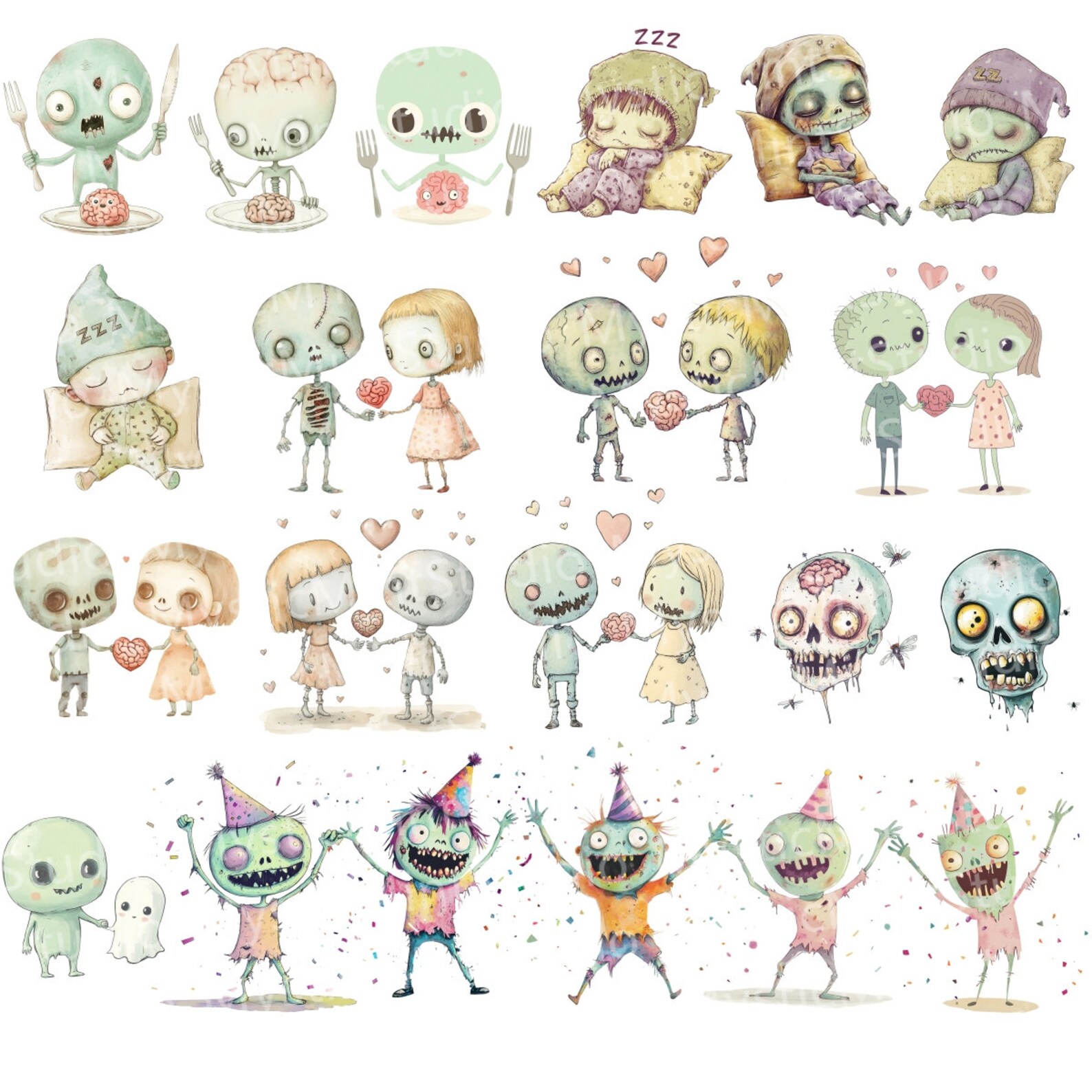 Cute Zombie Clipart - Halloween Zombie Clipart - Zombie Party Clipart ...
