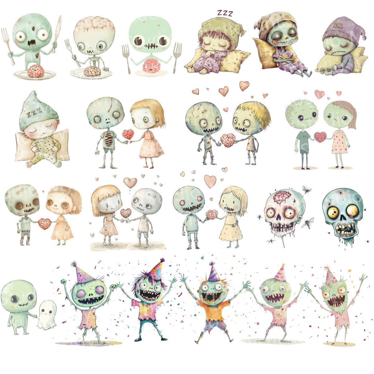 Cute Zombie Clipart - Halloween Zombie Clipart - Zombie Party Clipart ...