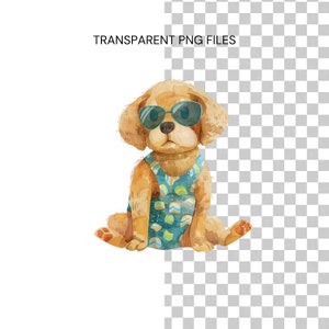 Summer Dog Beach Watercolor Cute Dogs Puppy Clipart|69 High-quality ...