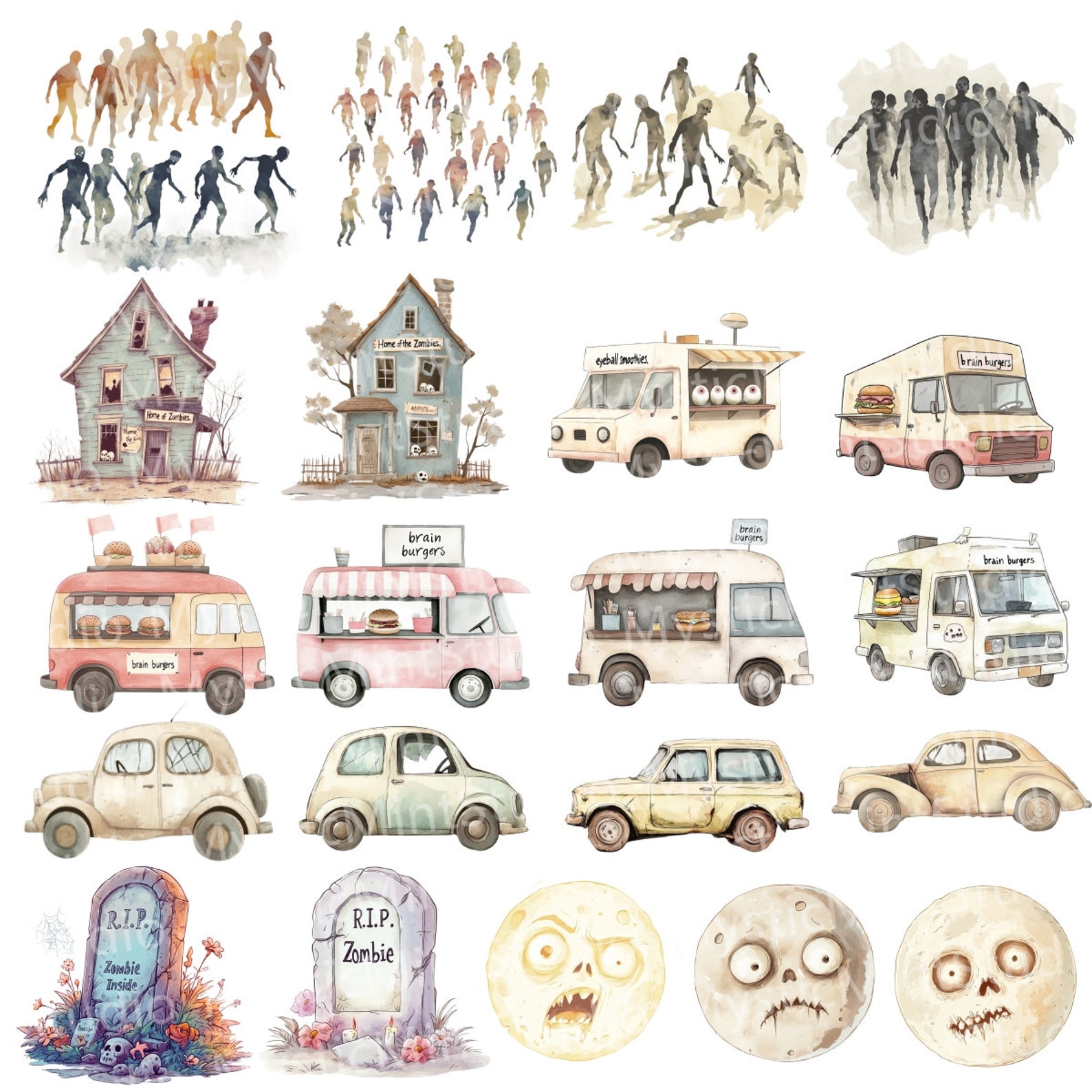 Cute Zombie Clipart - Halloween Zombie Clipart - Zombie Party Clipart ...