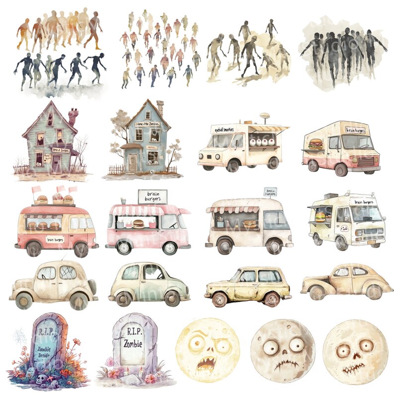 Cute Zombie Clipart - Halloween Zombie Clipart - Zombie Party Clipart ...