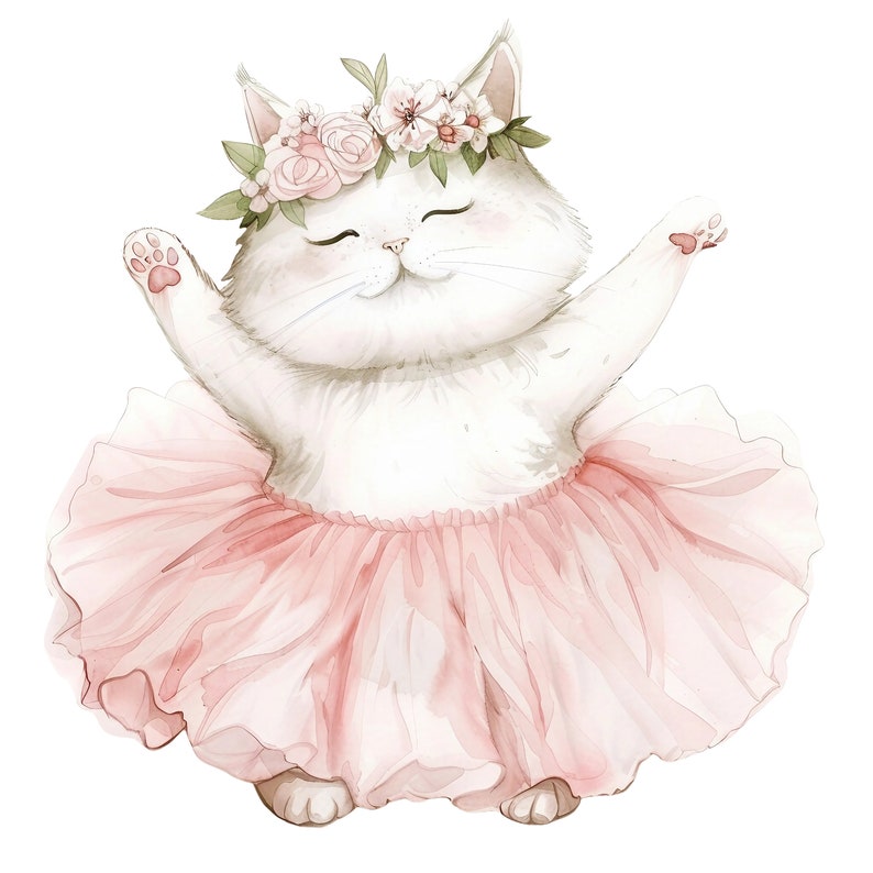 Ballerina Cats Watercolor Cute Cat Kitties in Tutus Clipart|30 High ...