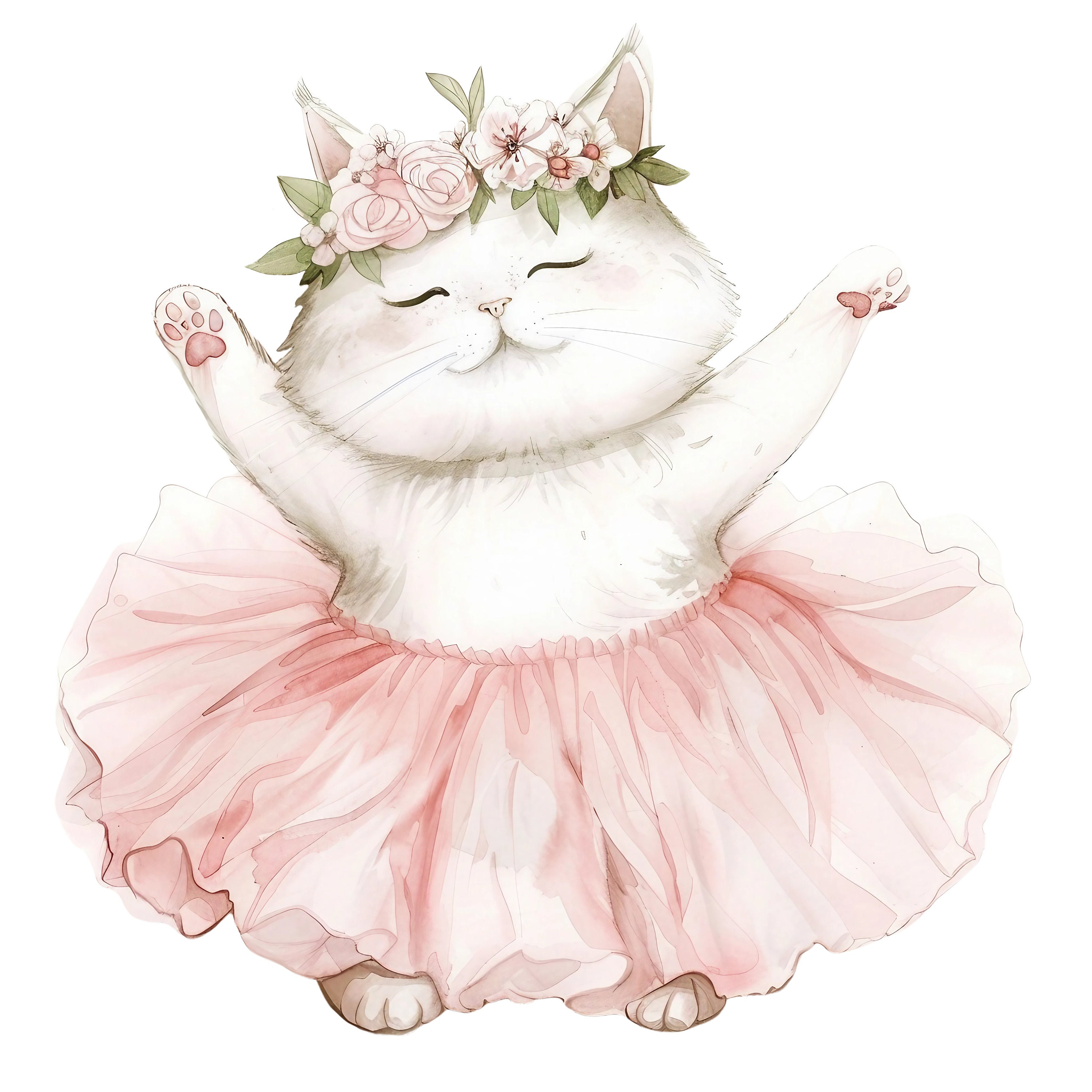 Ballerina Cats Watercolor Cute Cat Kitties in Tutus Clipart|30 High ...