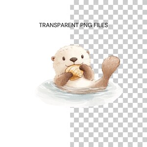 Watercolor Cute Otter Clipart,sea Otter Clipart|nursery Clipart,crafts ...