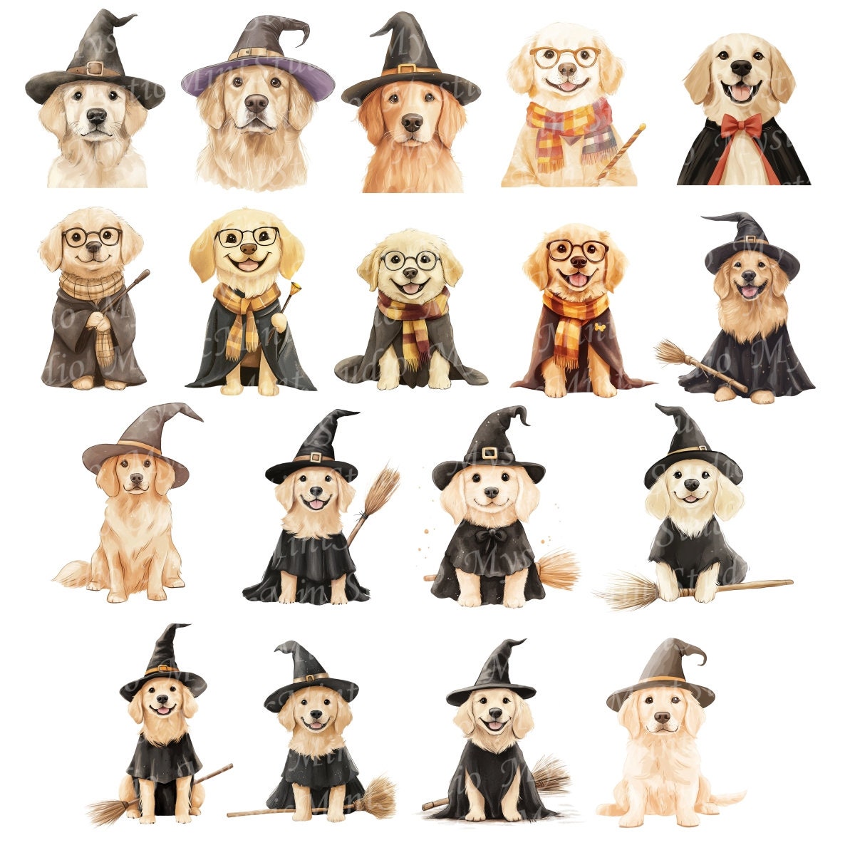 Halloween Dog Clipart | Golden Retriever Clipart | Dog Costume Clipart ...