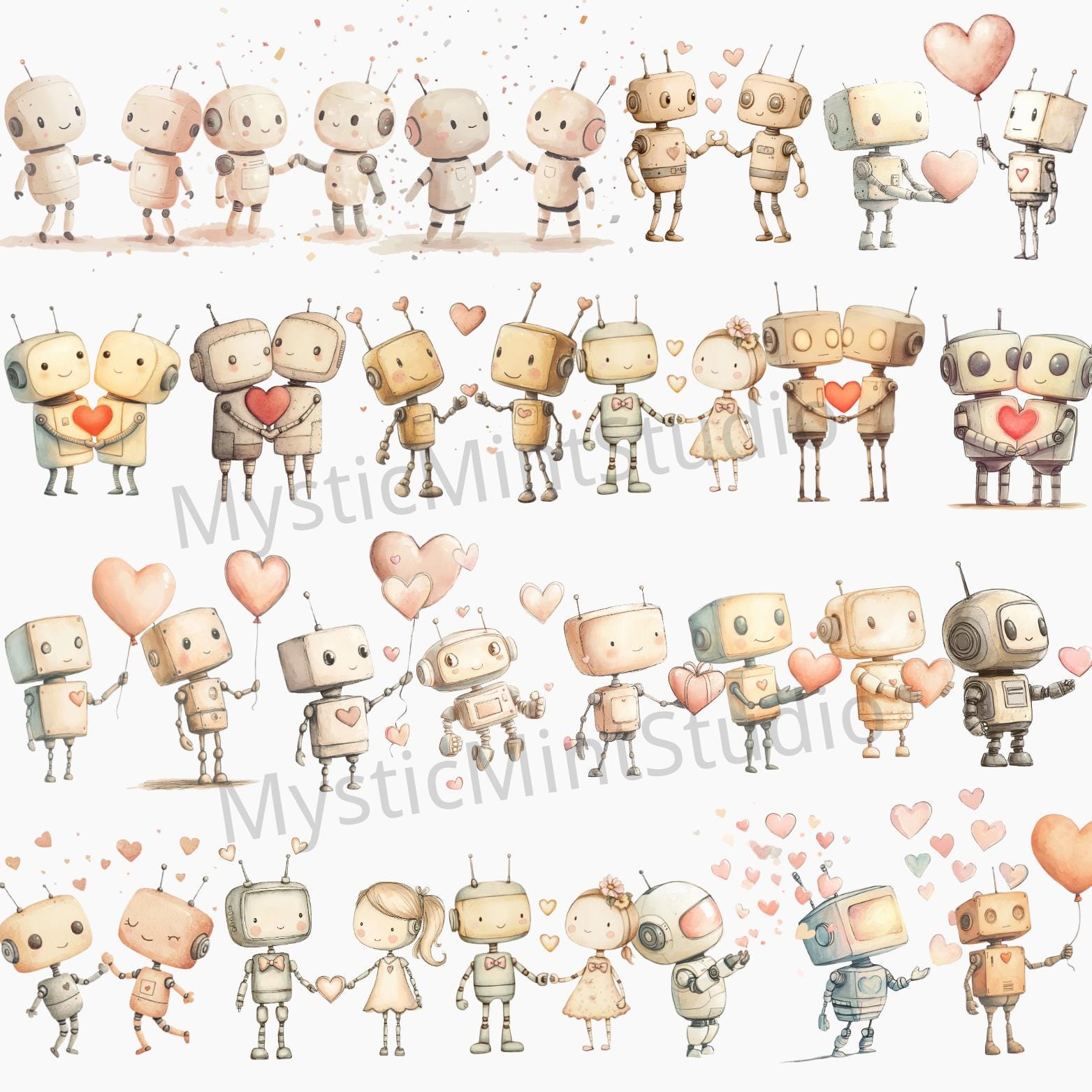 Cute Valentine's Day Clipart | Cute Robot Clipart | Valentine Robot ...