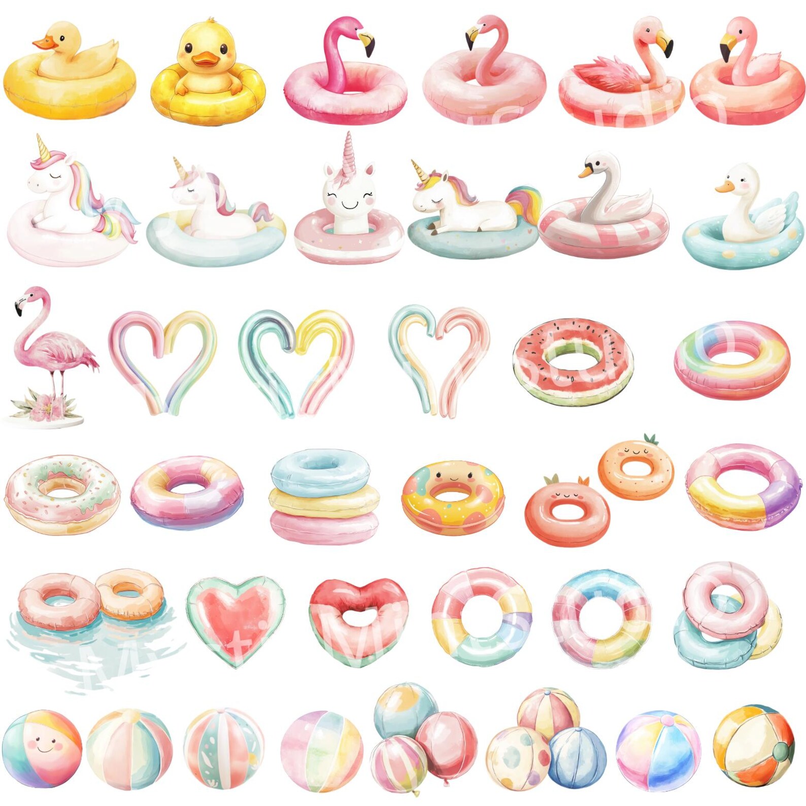 Watercolor Pool Party Clipart | Beach Party Clipart | Cute Summer ...
