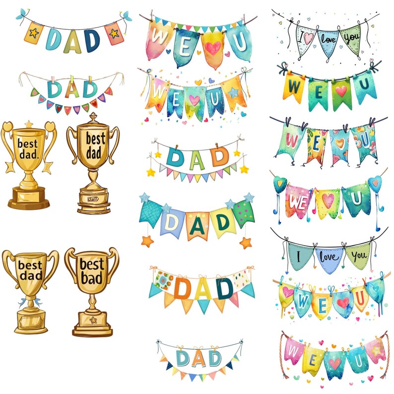 133 Happy Father's Day Clipart Bundle for Crafts Gifts Father's Day ...